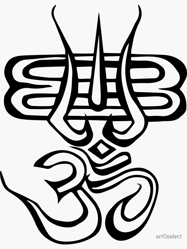 "Om with trishul" Sticker for Sale by artOselect | Redbubble
