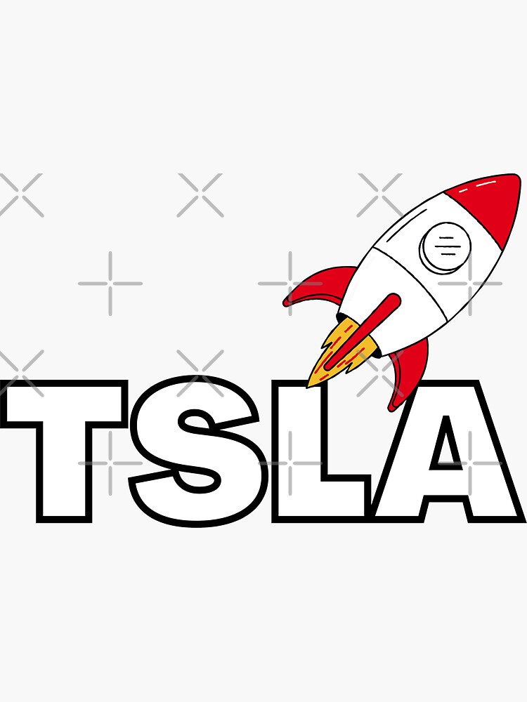 "TSLA To The Moon, Tesla Stock" Sticker for Sale by GalleryHeart ...