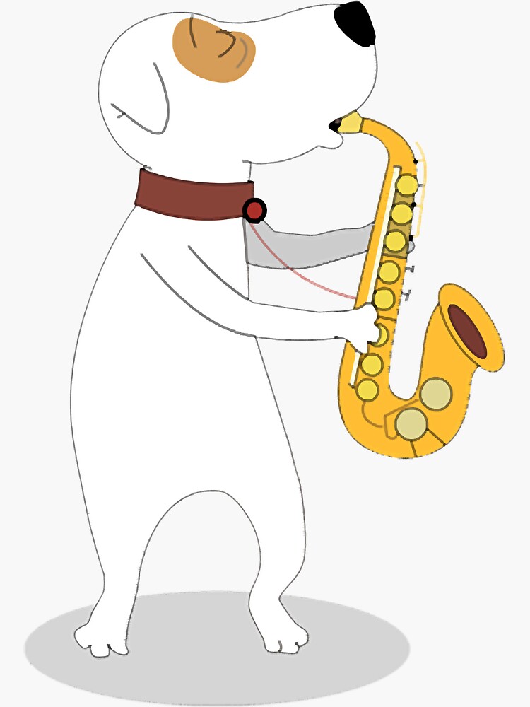 "Dog with sax" Sticker for Sale by UniqLyPrints | Redbubble