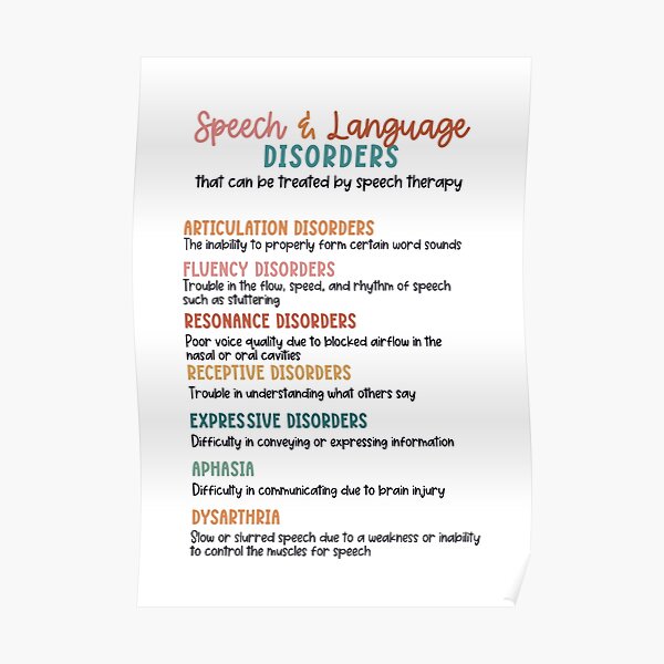 "Speech and Language Disorders" Poster for Sale by PKindThoughts ...