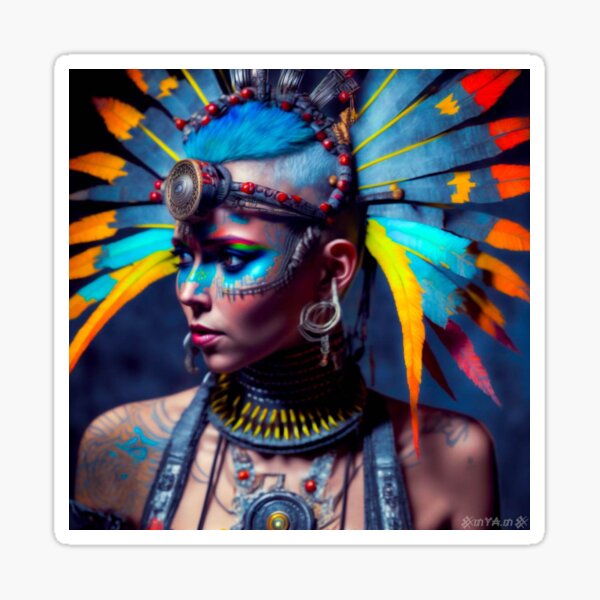 "Native American Indians cyberpunk 8" Sticker for Sale by Mya-M-ai ...