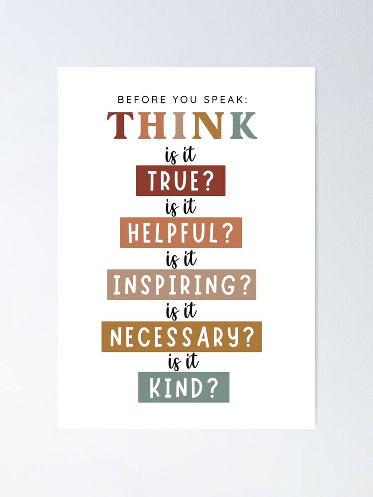 "THINK Acronym" Poster for Sale by PKindThoughts | Redbubble
