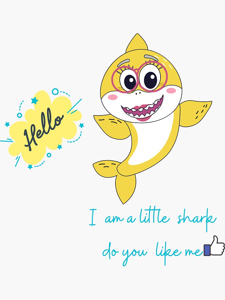 "Hello i am little shark" Sticker for Sale by Stylerfashion | Redbubble