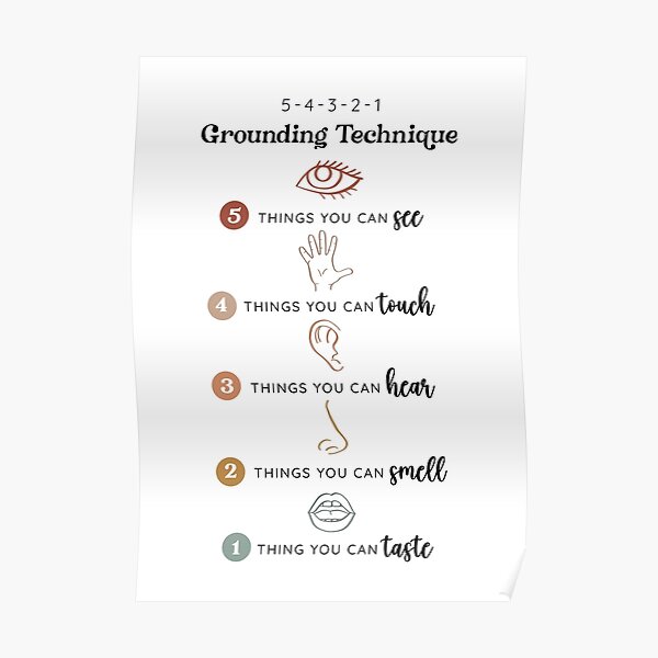"5-4-3-2-1 Grounding Technique" Poster for Sale by PKindThoughts ...