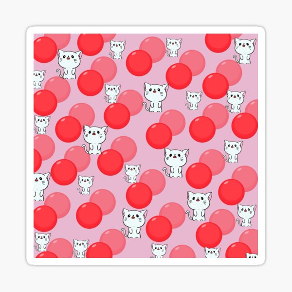 "Cute Cat Among Red Balloons Pattern" Sticker for Sale by Javedempire ...