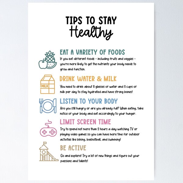 "Tips to Stay Healthy" Poster for Sale by PKindThoughts | Redbubble