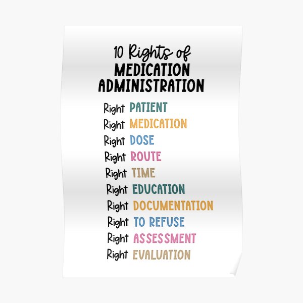 "10 Rights of Medication Administration" Poster for Sale by ...