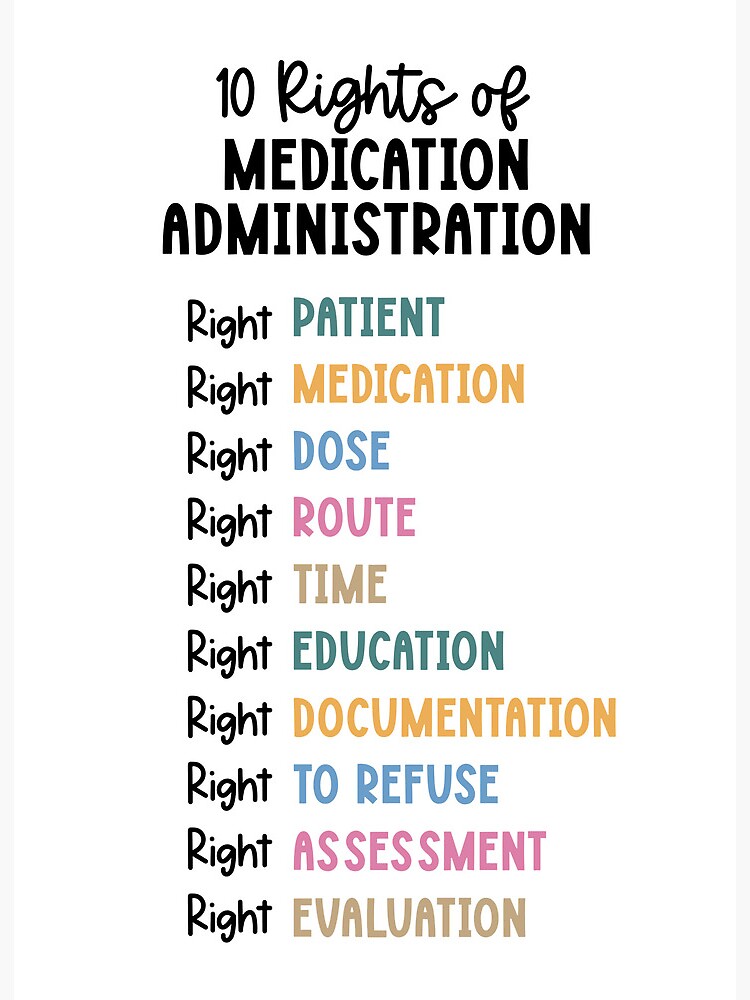 "10 Rights of Medication Administration" Art Board Print for Sale by ...