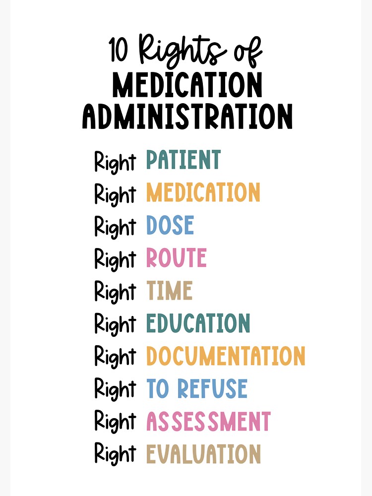 "10 Rights of Medication Administration" Sticker for Sale by ...
