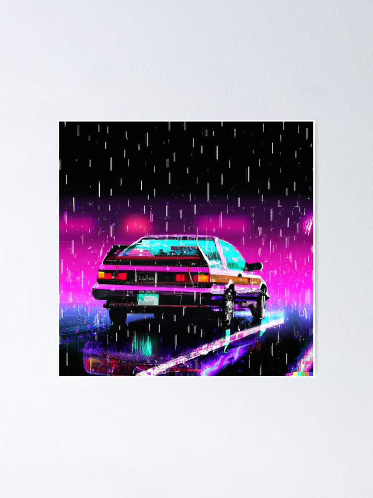 "JDM Synthwave 80's Rain" Poster for Sale by ScarecrowDesign | Redbubble