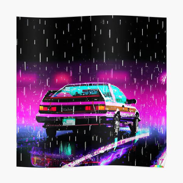 "JDM Synthwave 80's Rain" Poster for Sale by ScarecrowDesign | Redbubble