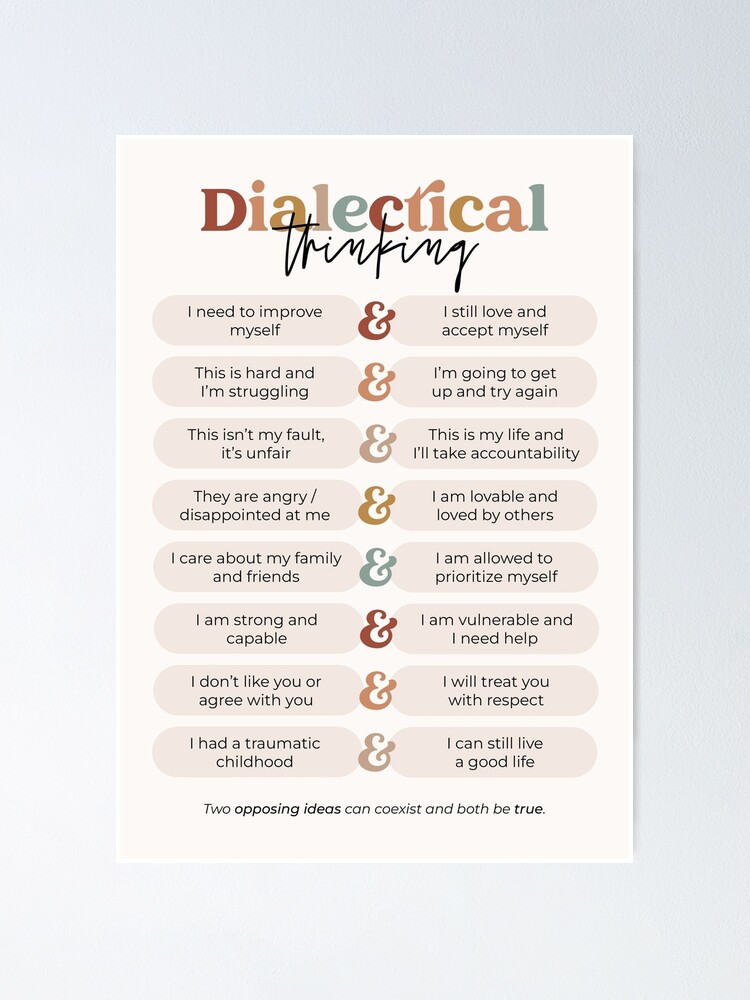 "DBT Dialectical Thinking" Poster for Sale by PKindThoughts | Redbubble