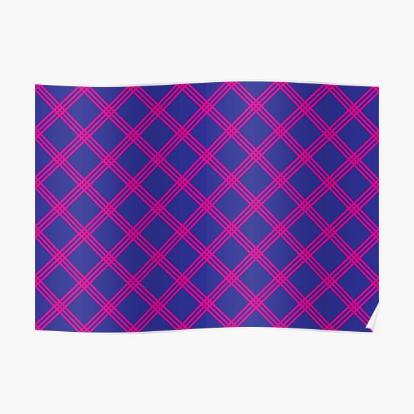 "Pink and Blue Three Lines Diagonal Checkered Pattern ii" Poster for ...