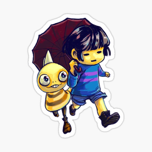"Frisk and Monster Kid " Sticker for Sale by TheeFlea | Redbubble