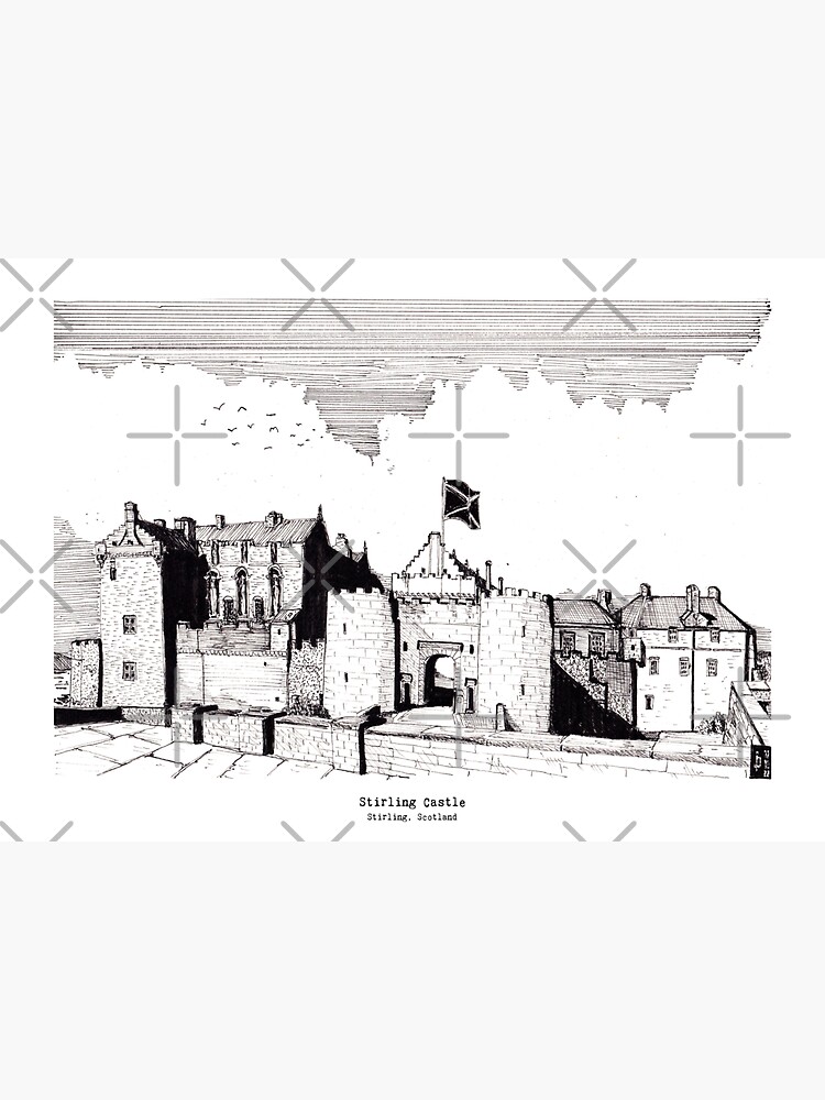 "Stirling Castle Scotland Pen Ink Drawing" Sticker for Sale by Wall-Art ...