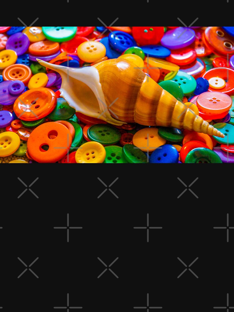 "Spiral Shell in the middle of Colourful Buttons" T-shirt for Sale by ...