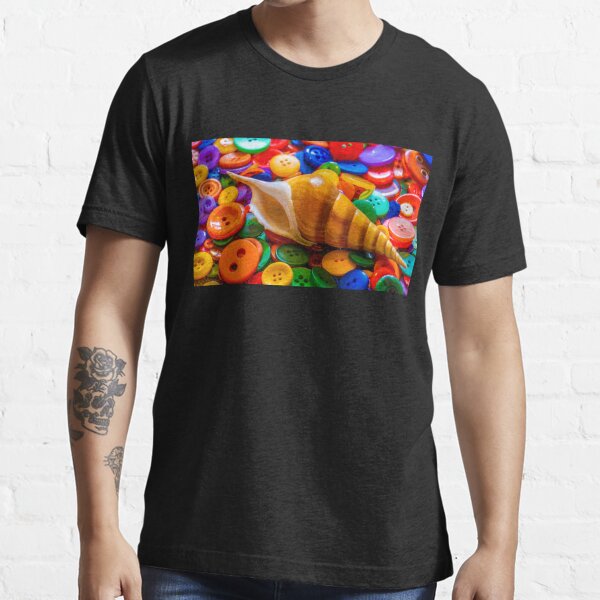 "Spiral Shell in the middle of Colourful Buttons" T-shirt for Sale by ...