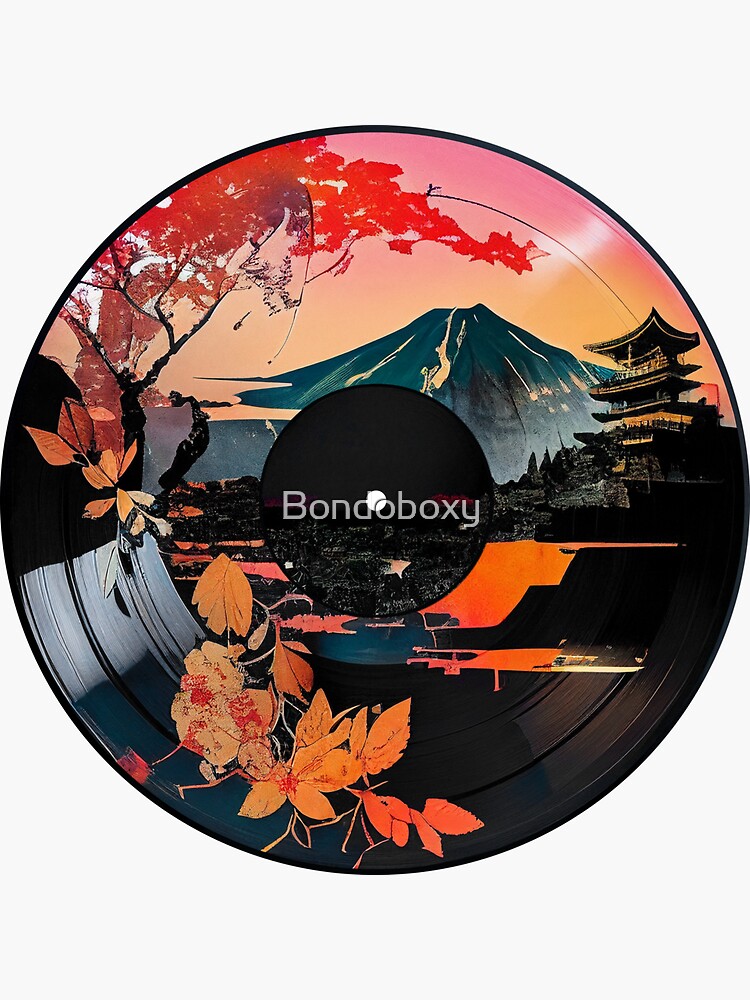 "Vinyl Record - Sunset in Tokyo" Sticker for Sale by Bondoboxy | Redbubble