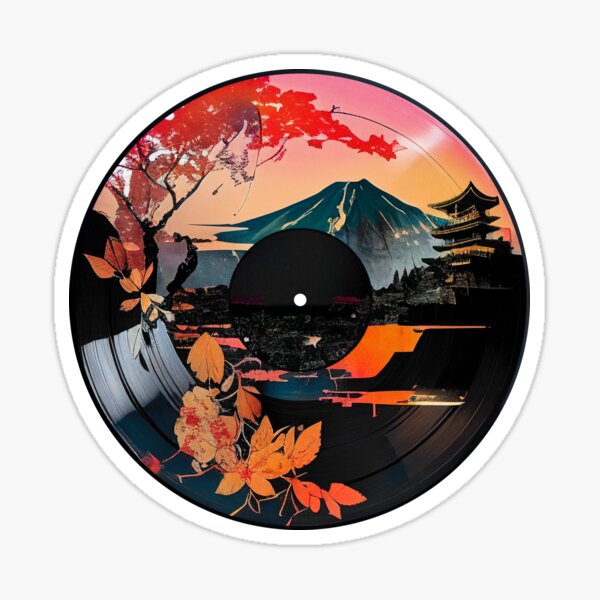 "Vinyl Record - Sunset in Tokyo" Sticker for Sale by Bondoboxy | Redbubble