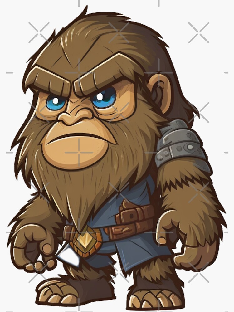 "Grumpy Chibi Sasquatch" Sticker for Sale by RiverstepStudio | Redbubble