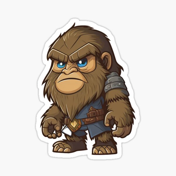 "Grumpy Chibi Sasquatch" Sticker for Sale by RiverstepStudio | Redbubble