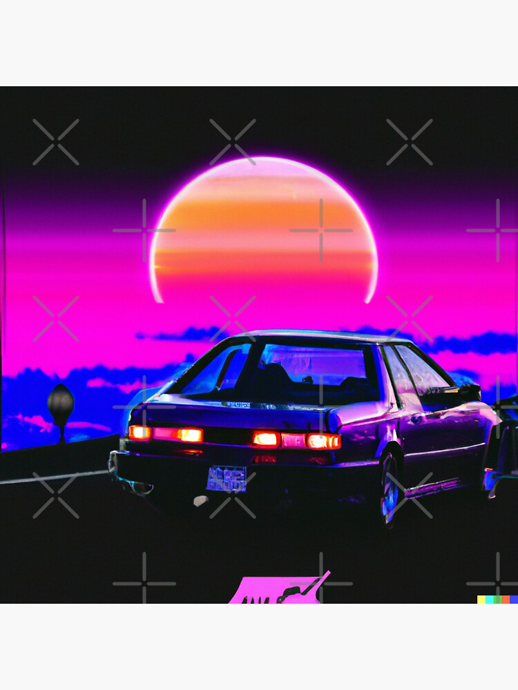 "JDM Synthwave 80's Sun" Sticker for Sale by ScarecrowDesign | Redbubble