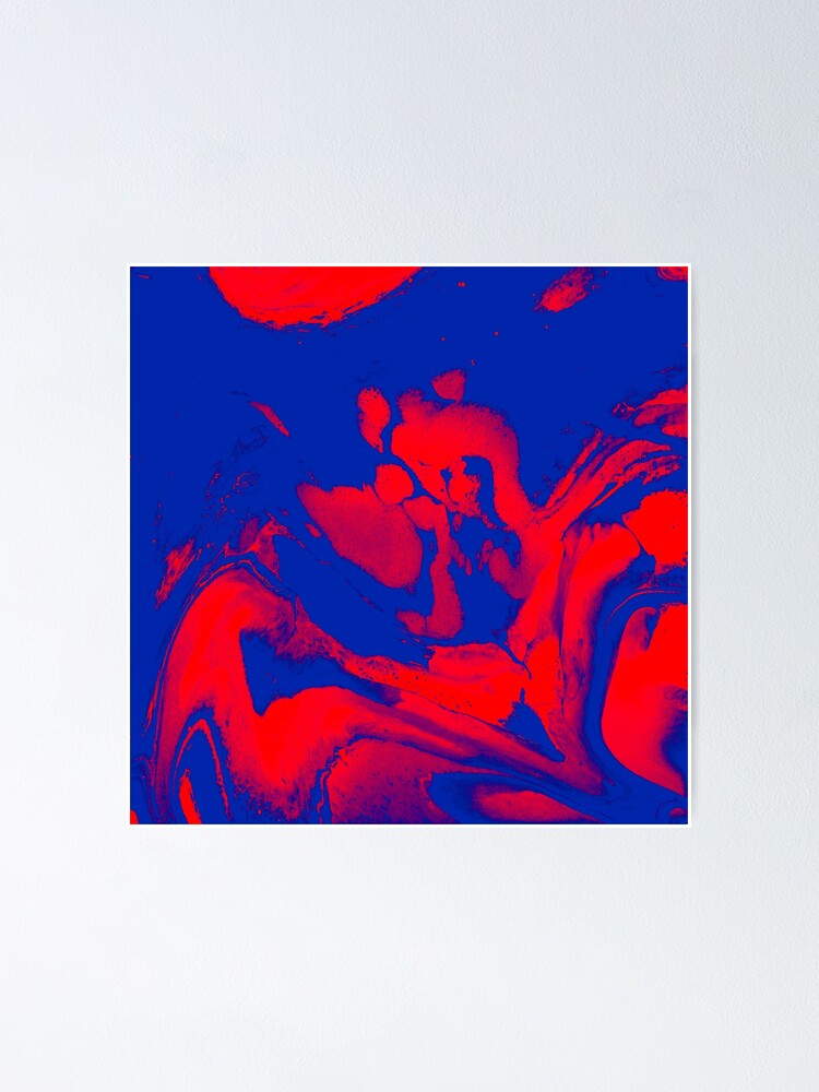 "Neon Red and Blue Abstract Acrylic Pour Art" Poster for Sale by ...