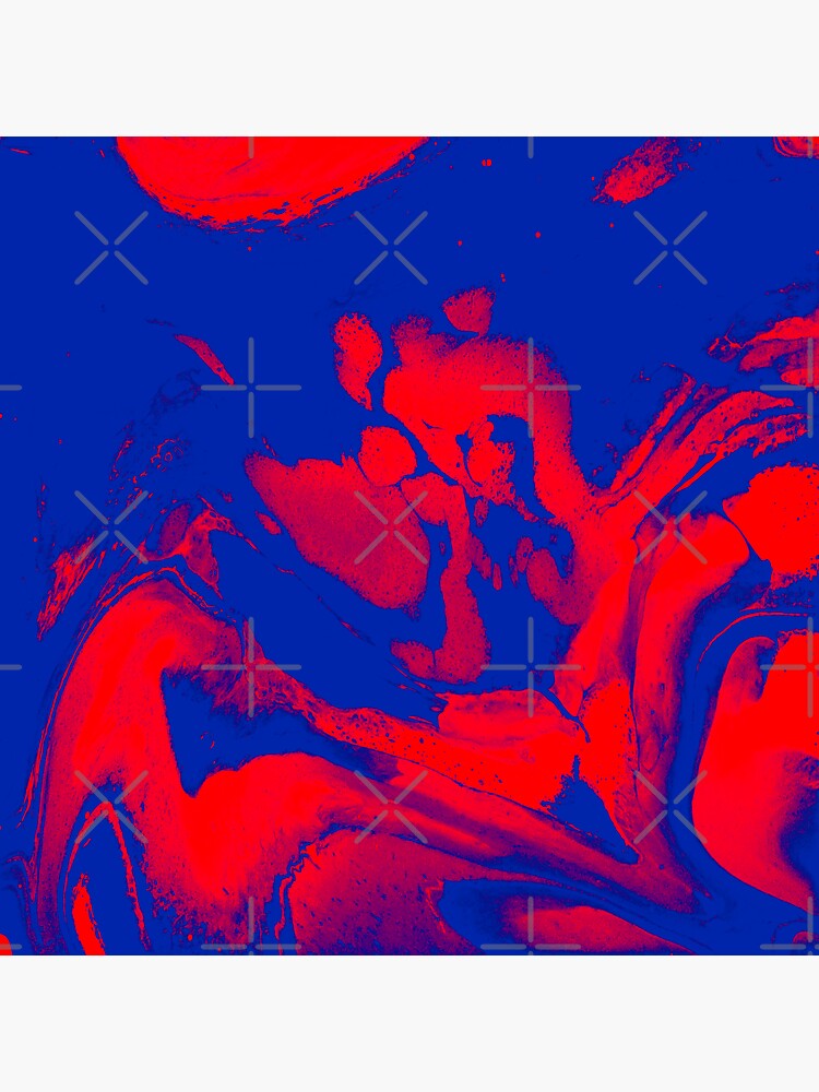 "Neon Red and Blue Abstract Acrylic Pour Art" Sticker for Sale by ...