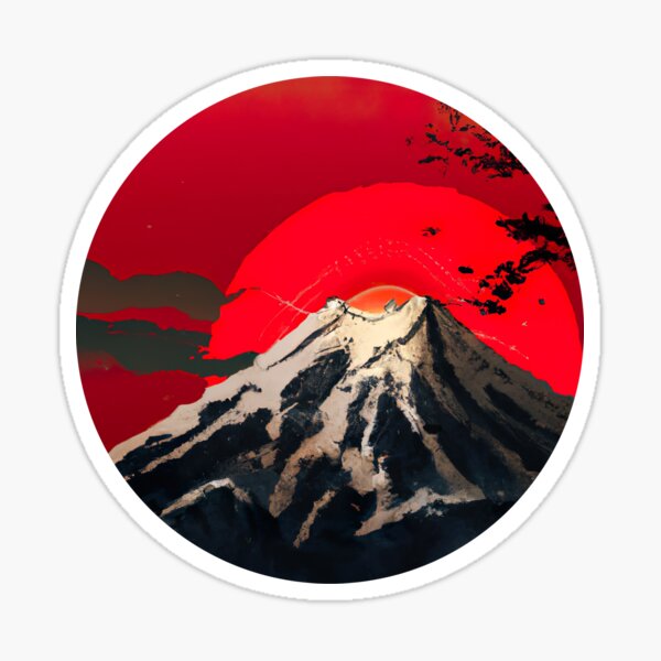 "Japanese style mountain ukiyo-e style design" Sticker for Sale by ...