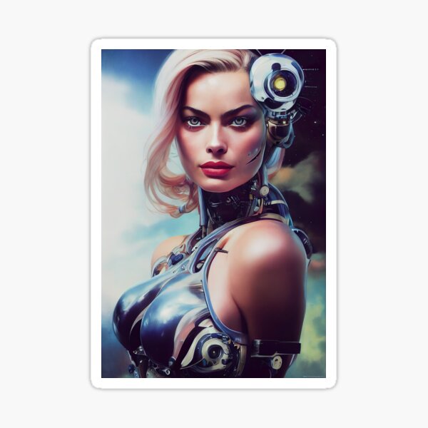 "Cyber Girl Pin-Up" Sticker for Sale by BossRangoon | Redbubble