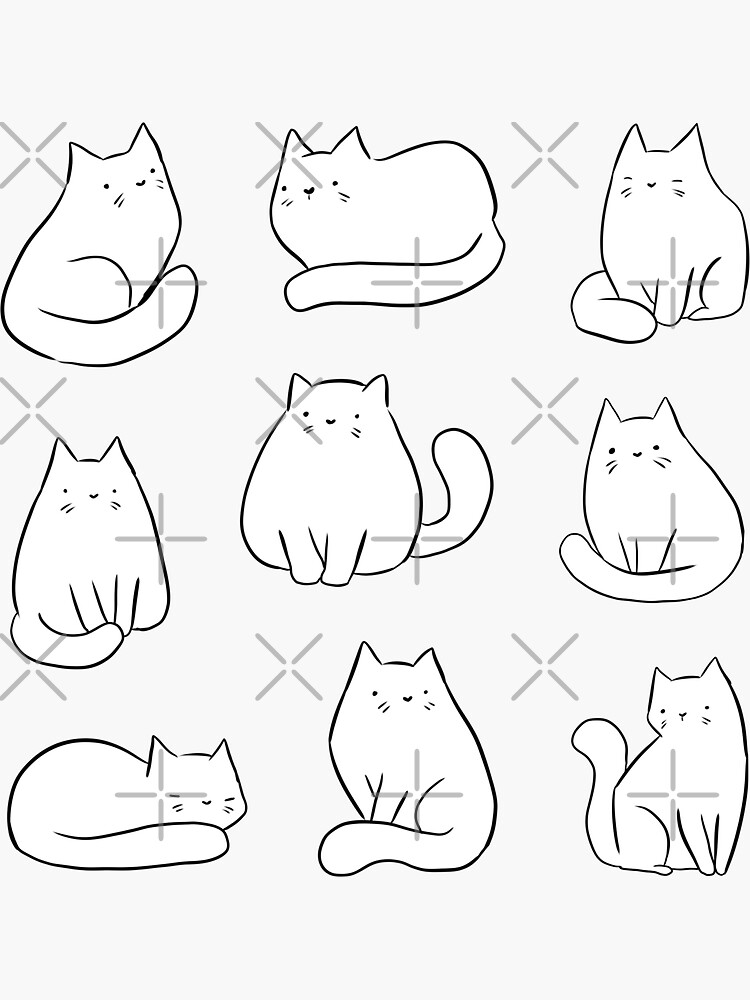 "Cute blob cats lineart illustration " Sticker for Sale by ...