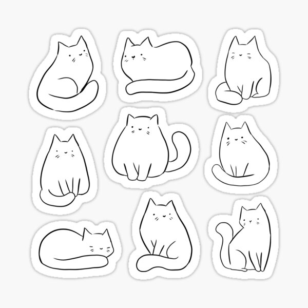 "Cute blob cats lineart illustration " Sticker for Sale by ...
