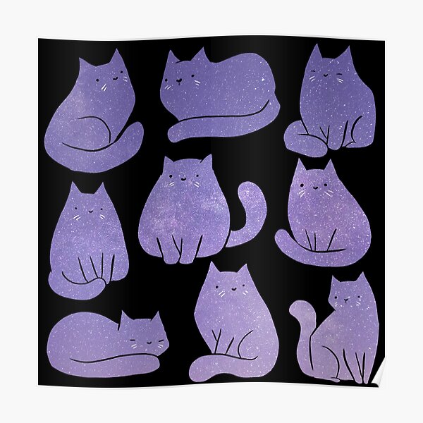 "blob star cats - cute space cosmic cats illustration " Poster for Sale ...