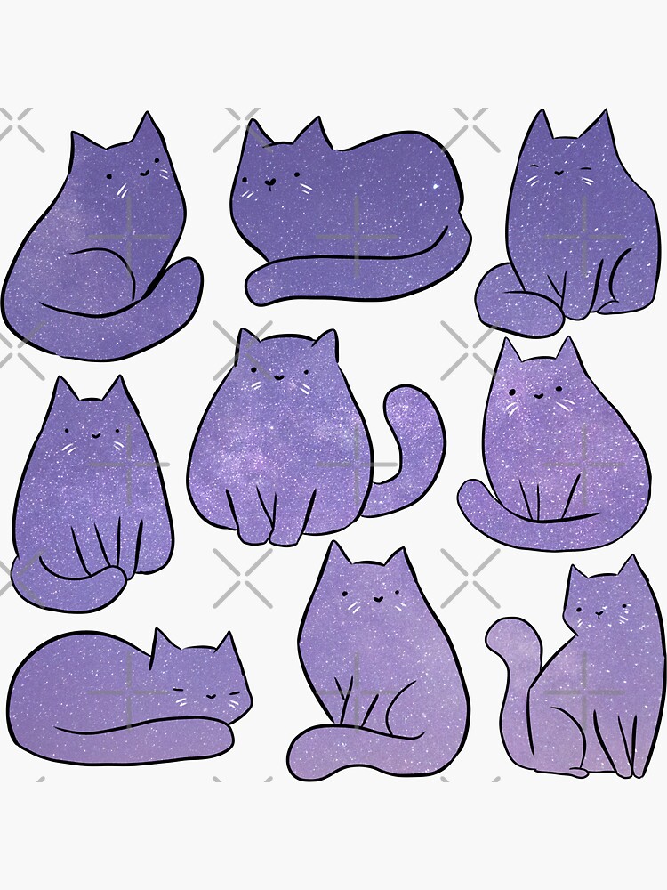 "blob star cats - cute space cosmic cats illustration " Sticker for ...
