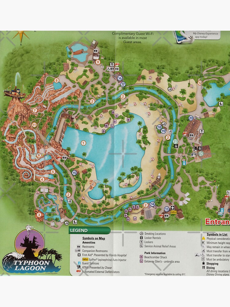 "Typhoon Lagoon Map " Sticker for Sale by still-burning | Redbubble