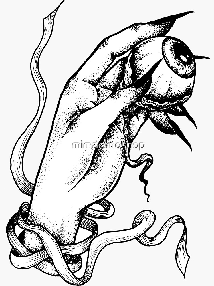 "hand holding an eye" Sticker for Sale by mimacimoshop | Redbubble