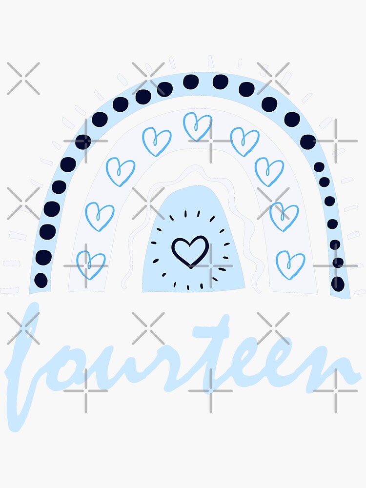 Pegatina «Catorce años Decimocuarto cumpleaños Cute Fun Doodle Boho ...