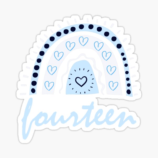 Pegatina «Catorce años Decimocuarto cumpleaños Cute Fun Doodle Boho ...