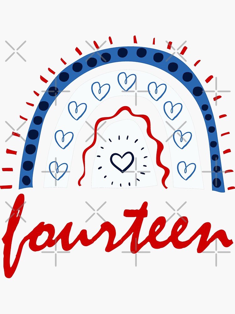 "Fourteen Year Old Fourteenth Birthday Cute Fun Doodle Boho Rainbow ...