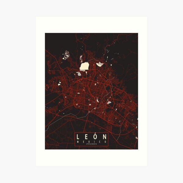 "Leon City Map of Guanajuato, Mexico - Vector" Art Print for Sale by ...