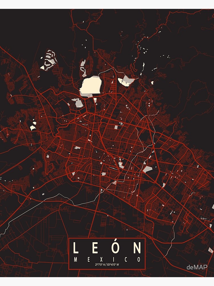 "Leon City Map of Guanajuato, Mexico - Vector" Poster for Sale by deMAP ...