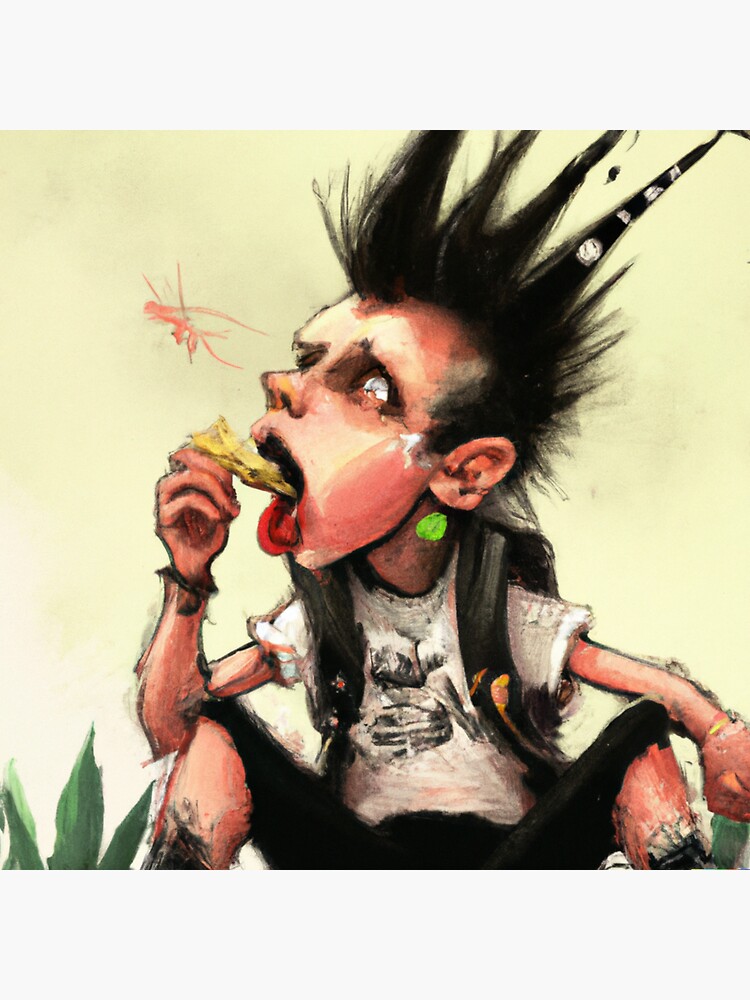 "80's punk eating ants " Sticker for Sale by SquidStain | Redbubble