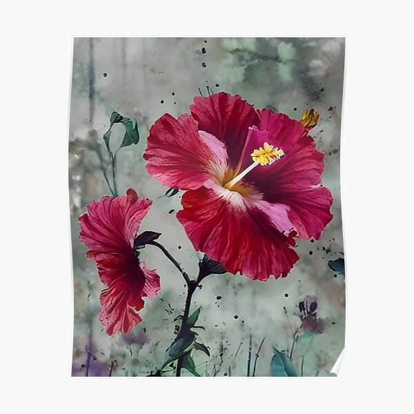 "Hibiscus Blooms" Poster for Sale by Kauila-AI | Redbubble