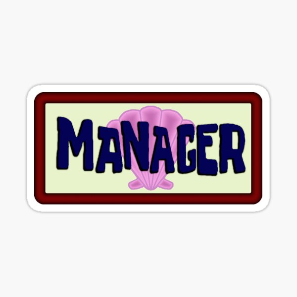 "Krusty Krab Manager Tag" Sticker for Sale by DrunkenPanda704 | Redbubble