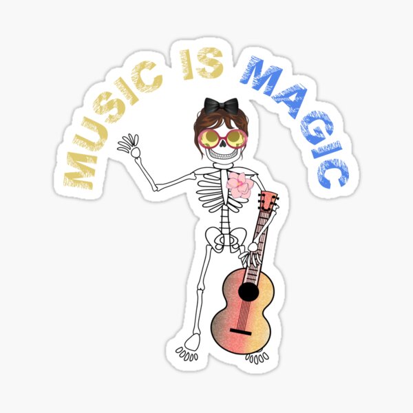 "Music Is Magic Acoustic Guitar Lovers Funny Version" Sticker for Sale ...