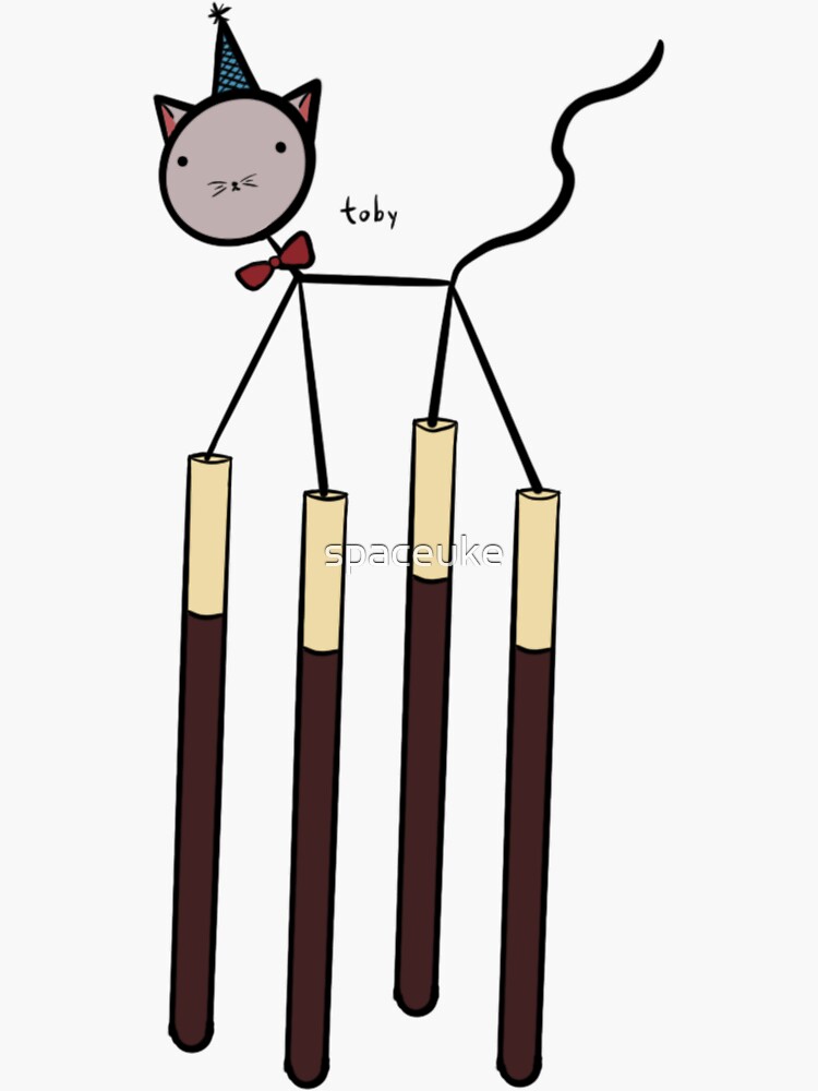 "Toby the Pocky Stick Leg Cat" Sticker for Sale by spaceuke | Redbubble