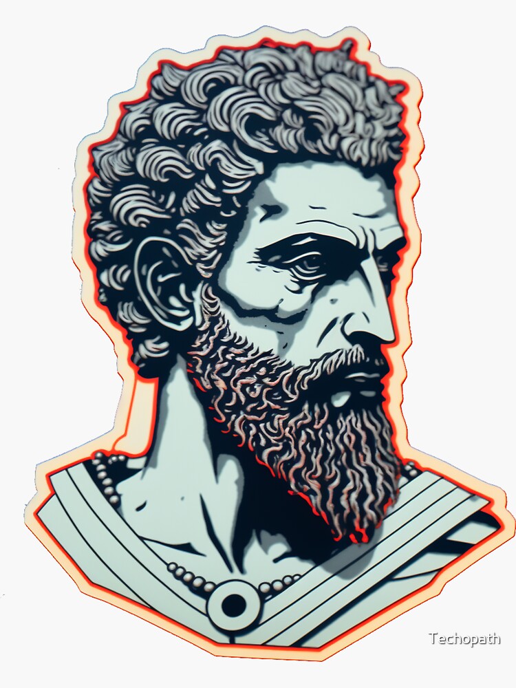 "Marcus Aurelius / Red Outline" Sticker for Sale by Techopath | Redbubble