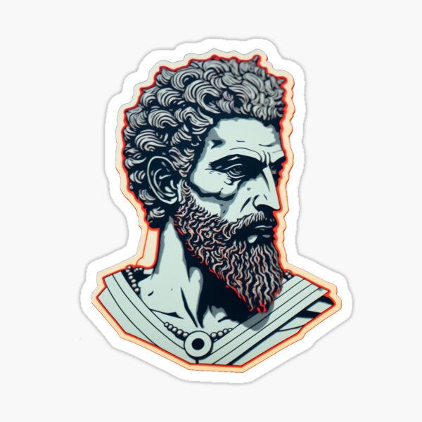 "Marcus Aurelius / Red Outline" Sticker for Sale by Techopath | Redbubble