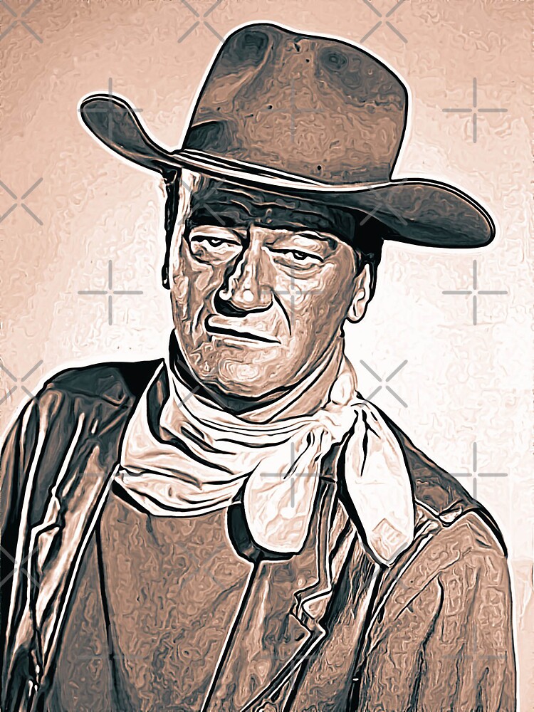 "John Wayne Art - vintage painting - D67" Sticker for Sale by DecoWords ...