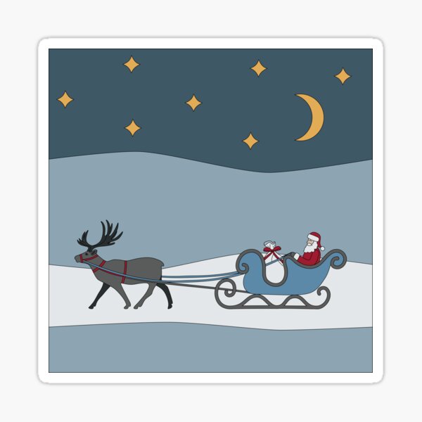 "Santa and his sleigh in Christmas" Sticker for Sale by EngineerGoC ...